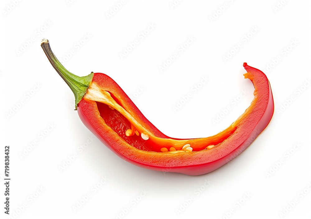 Chili pepper slice isolated. Chilli top view on white background.Cut ...