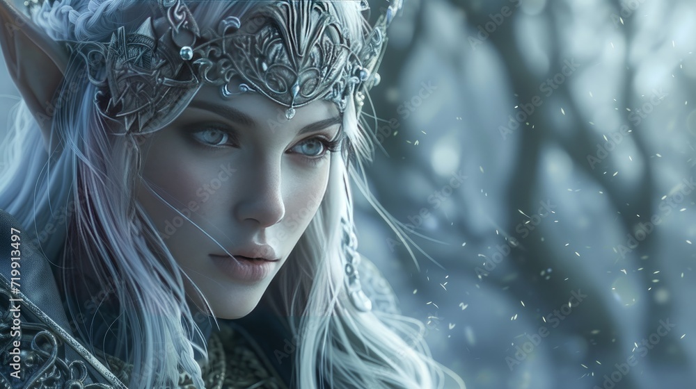 Digital fantasy art in 4k resolution of a beautiful elven female ...