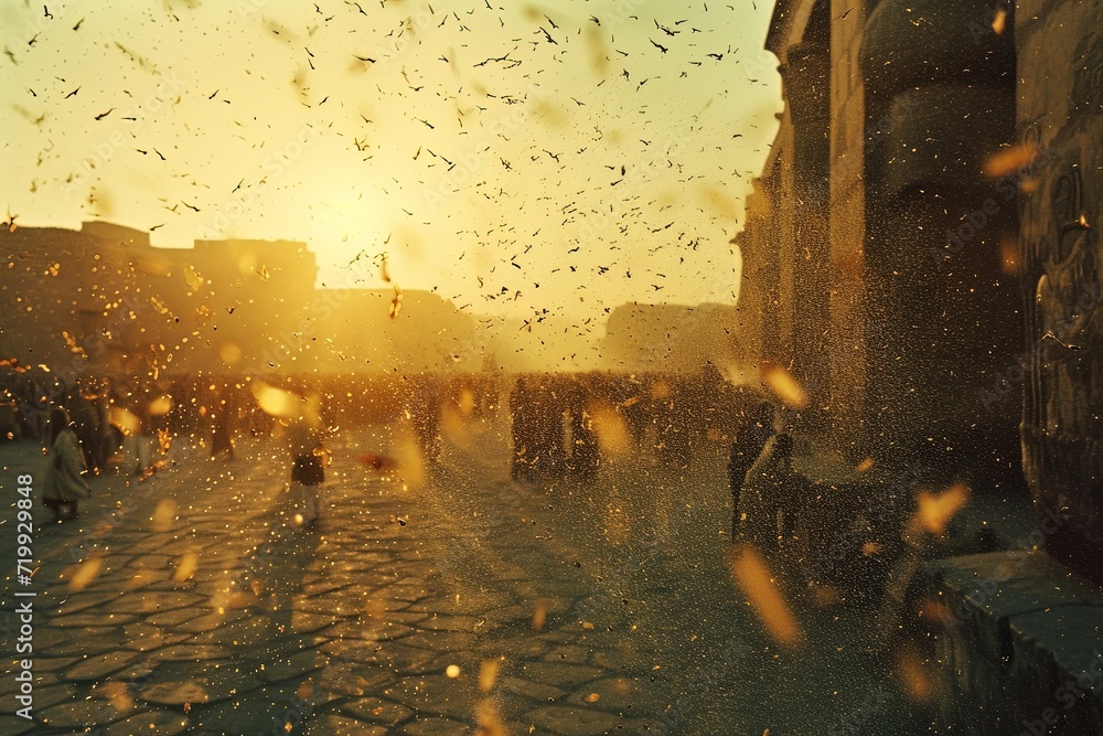 Plague of locusts in Egypt, Bible story. Stock Photo | Adobe Stock