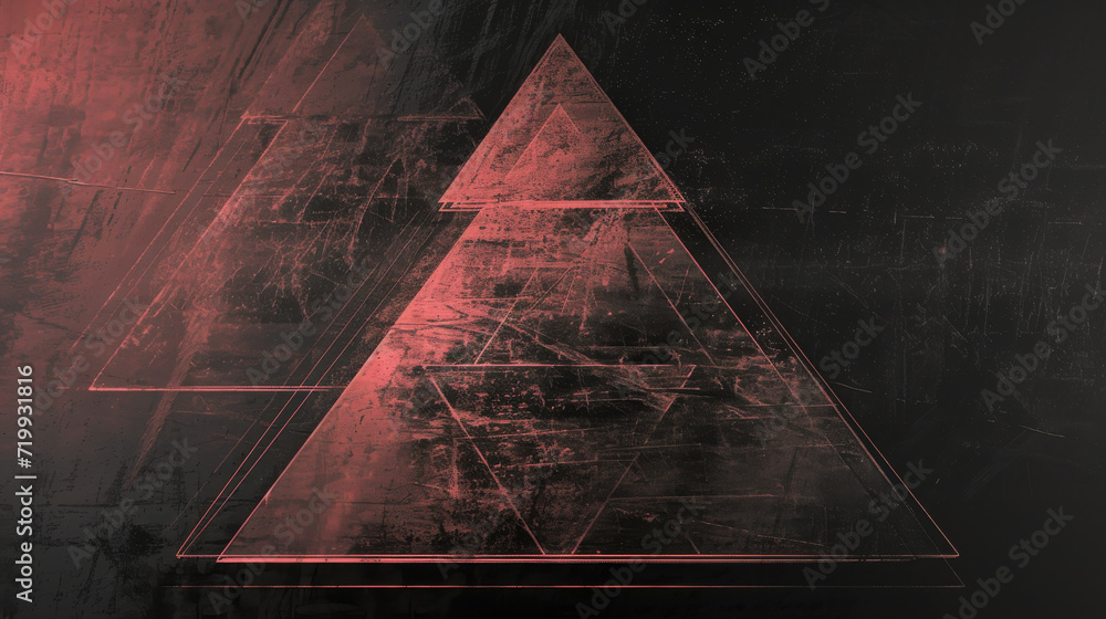 red abstract art depicting a pyramid with a textured surface. Stock ...