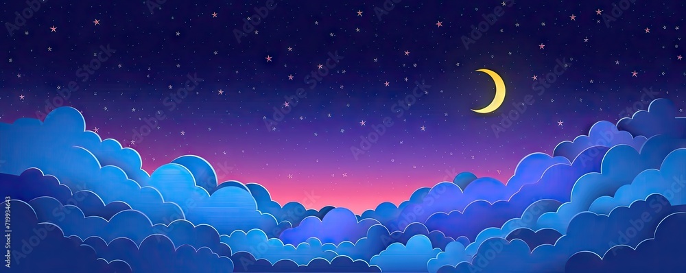 Starry night sky canvas of blue dreams and moonlit wonder Illustrated ...