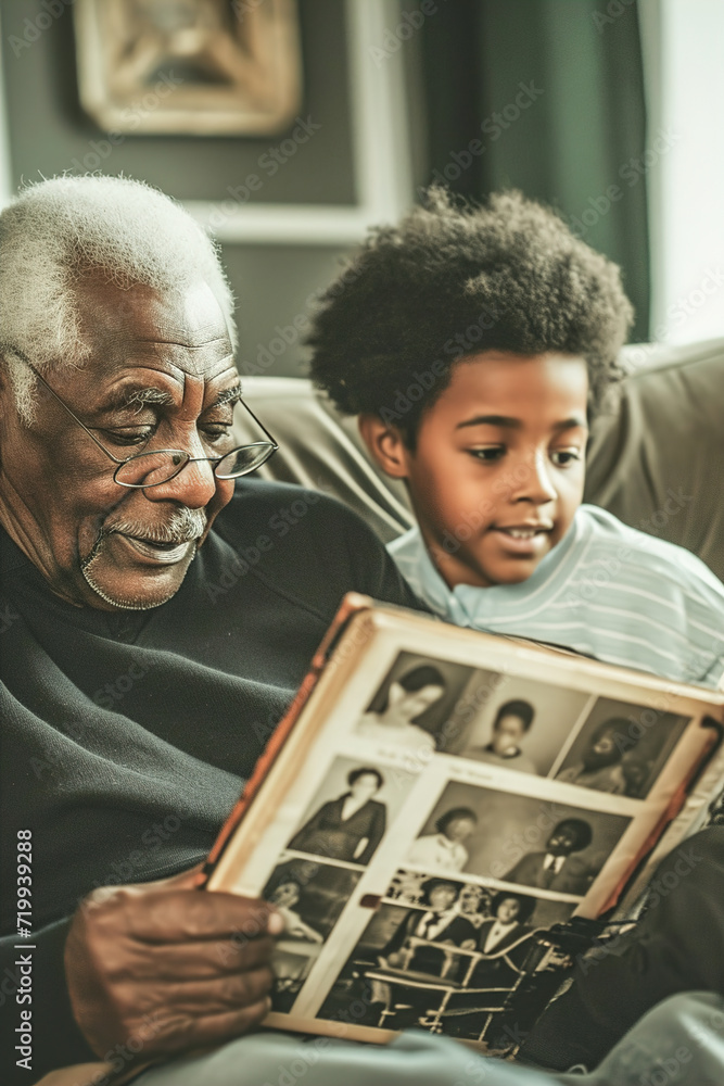 Poster Generations flipping through old photo albums together – Wall ...