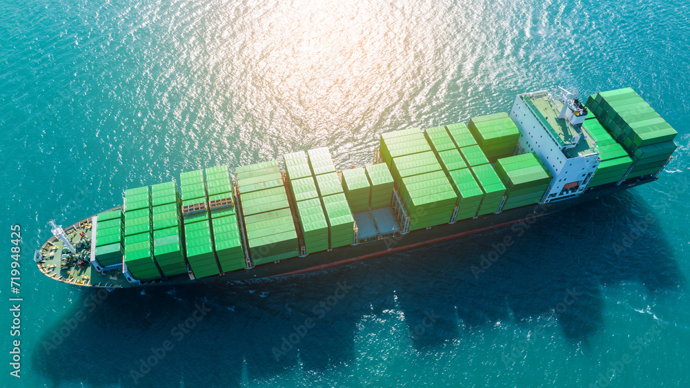 Green Cargo Container Ship, Cargo Container only green color. container ...