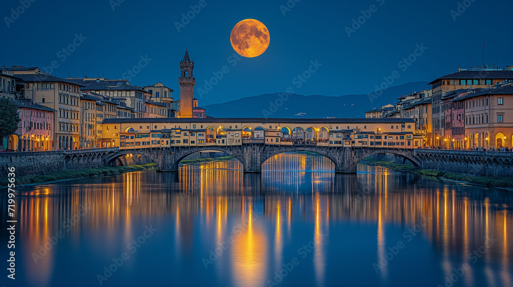 Moonlit Elegance Over Florence: The Timeless Charm of Ponte Vecchio ...