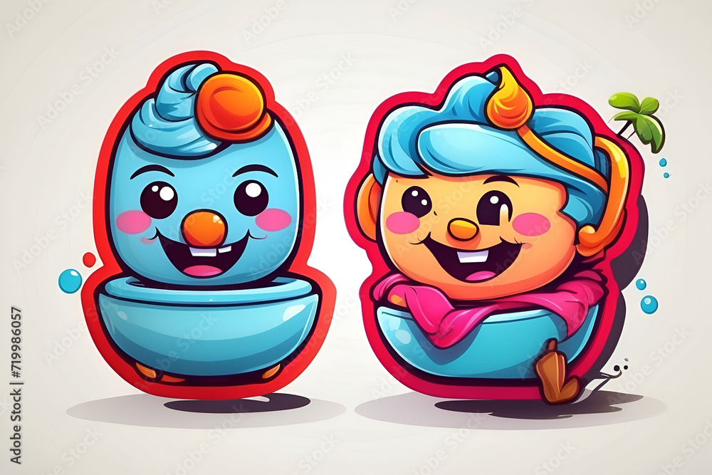 Whimsical Cartoon Kids Potty Illustration: Fun Toilet Training Visual ...