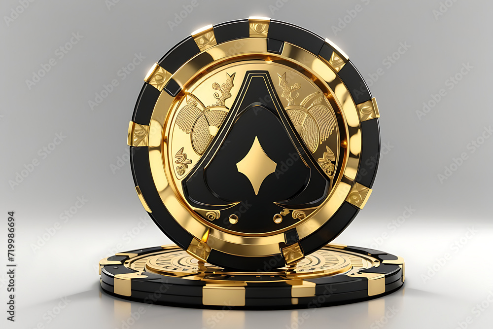 gold black card poker ace chip isolated on white background element ...