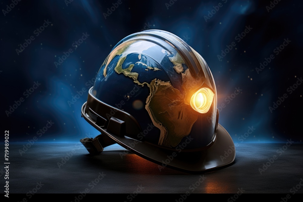 World Day for Safety and Health at Work: Earth and Helmet Symbol Stock ...