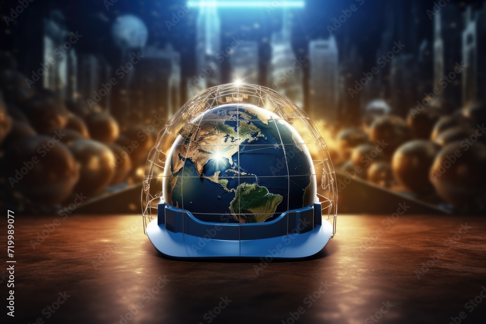 World Day for Safety and Health at Work: Earth and Helmet Symbol Stock ...