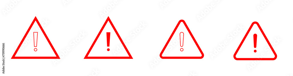 Warning, precaution, attention, alert icon, set exclamation mark in ...