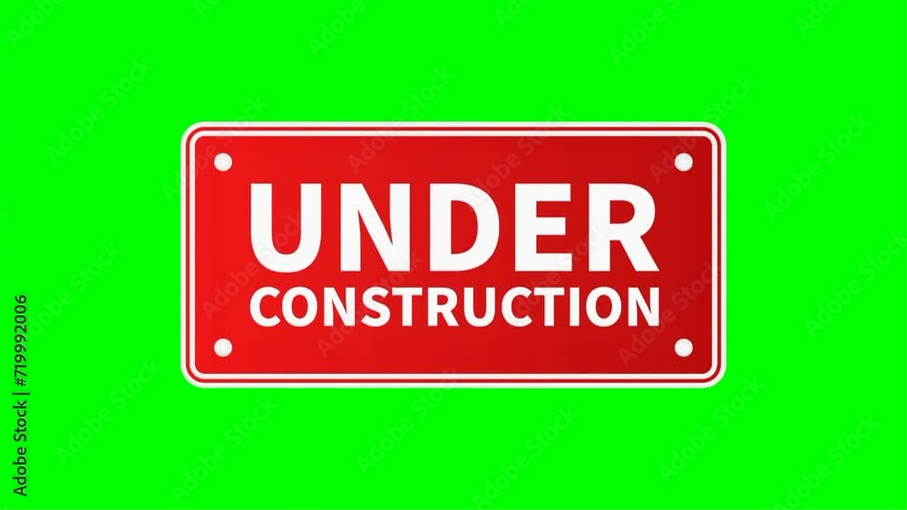 Under Construction Sign Motion Video In Red Rectangle Shape On Green ...