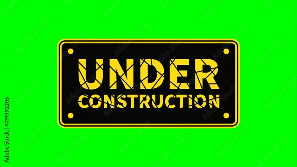 Under Construction Sign Motion Video In Black Yellow Rectangle Shape On ...