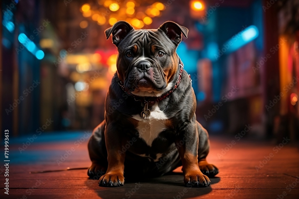 American bully is portrayed in a unique and creative way. The vibrant ...