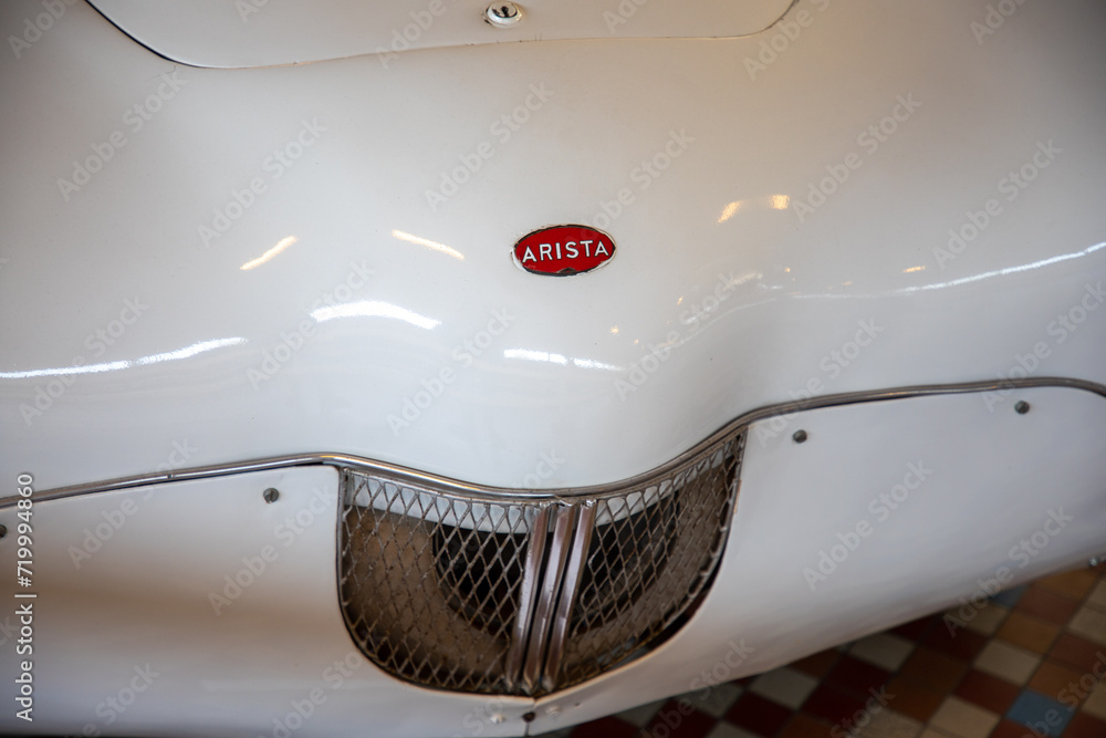 Arista Panhard x87 French oldtimer text brand and logo sign on front ...