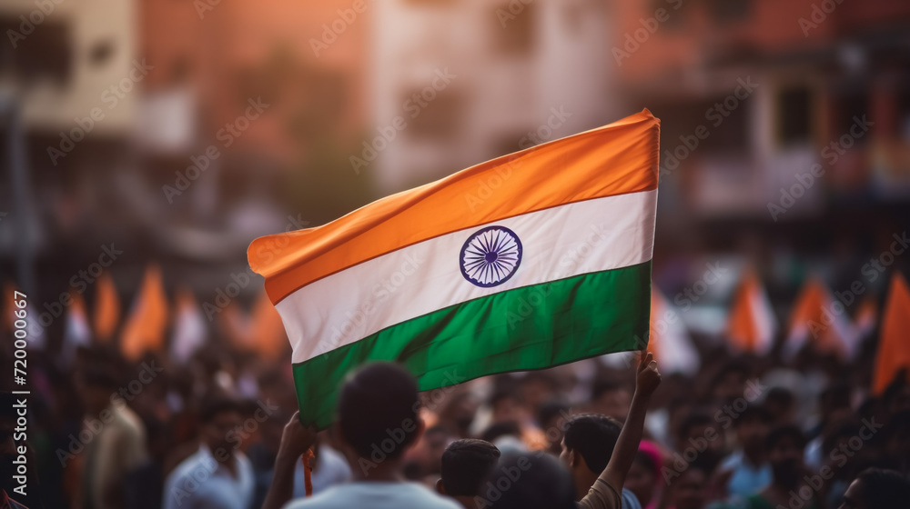 India flag flying high at Connaught Place with pride in blue sky, India ...