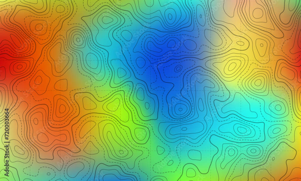 Ocean bottom topographic line map curvy wave isolines vector ...