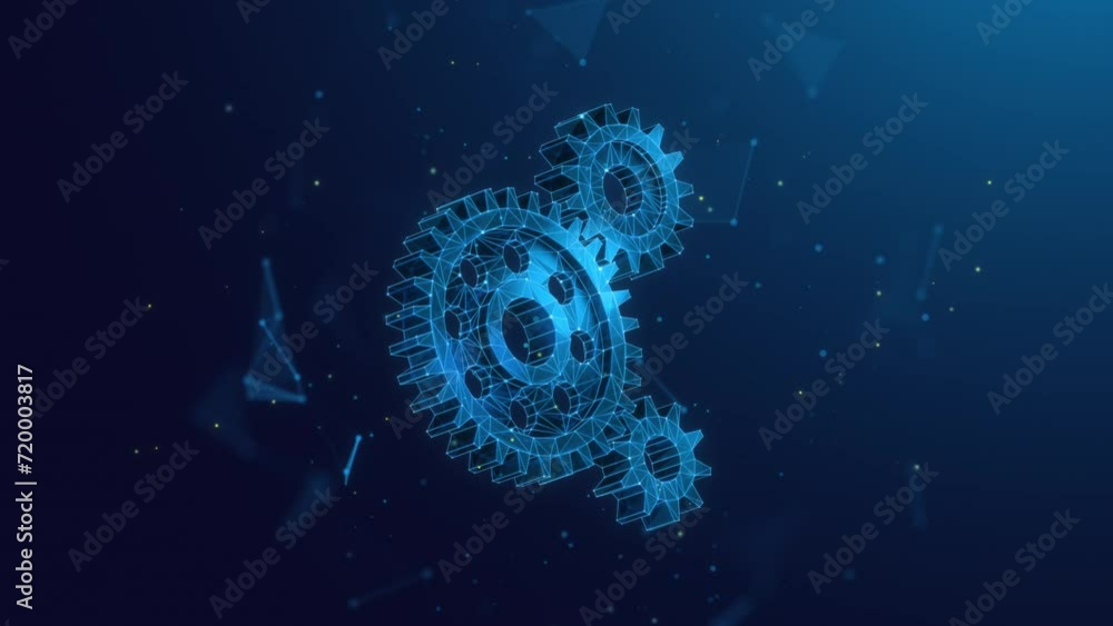 Abstract Animated Low Poly Illustration of Gears Spinning Together ...