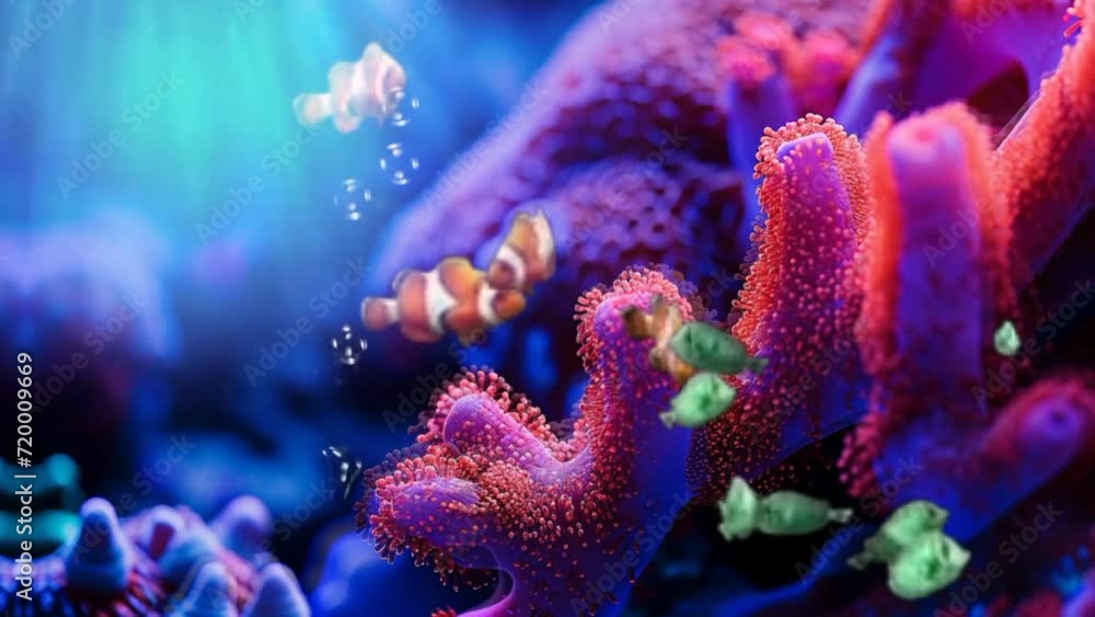 view of little fish and sea plants in under sea, seamless looping 4k ...
