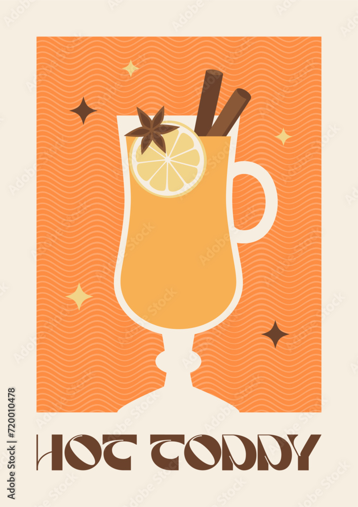 Poster drink. Cocktail art. Hot Toddy. Retro posters with alcohol ...