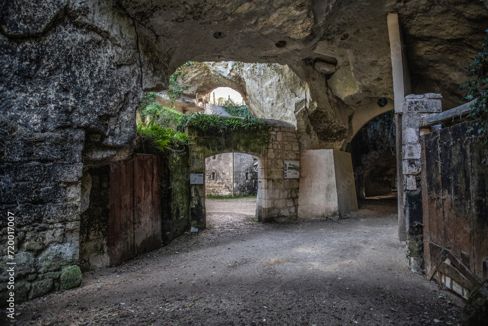 medieval French troglodyte cave,, gothic architecture Stock Photo ...