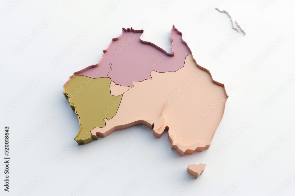 Simplified Australia Map in Pastel Colors, Representing Geographical ...