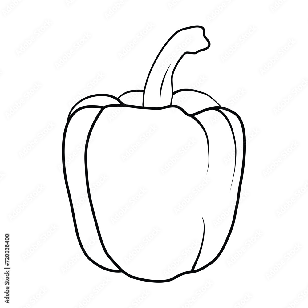 Hand drawn sweet pepper. big bell pepper for salad, coloring book ...