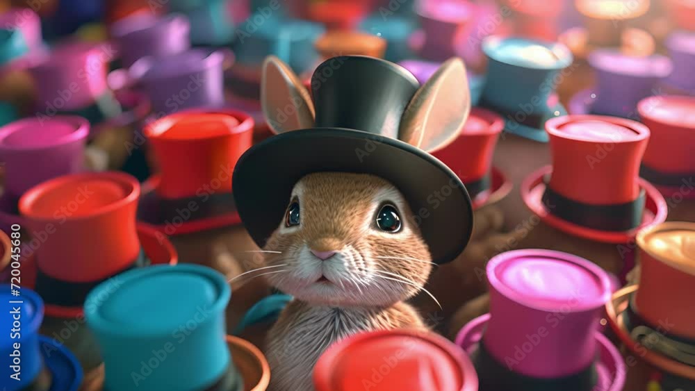 A dapper cartoon animation of a stuffed rabbit impressing the crowd ...