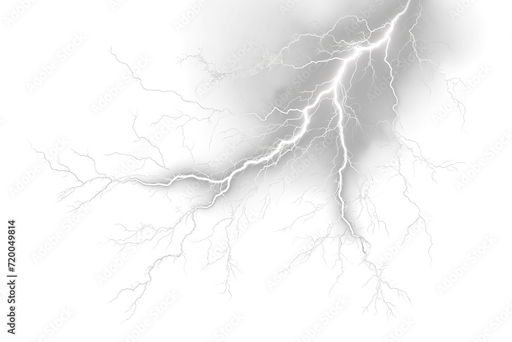 Realistic lightning strikes on transparent background, adding drama and ...