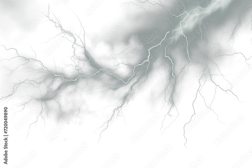 Realistic lightning strikes on transparent background, adding drama and ...