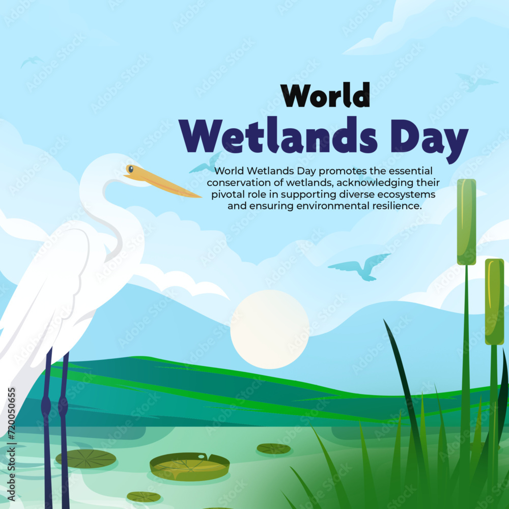 World Wetlands Day Poster - Blue Background: Advocate for wetland ...