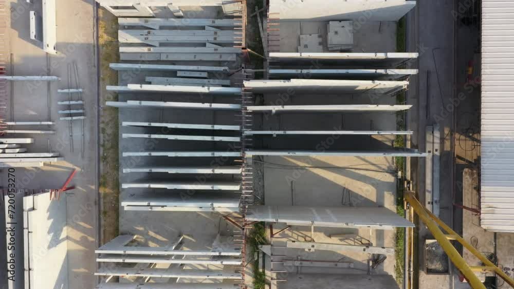 Vidéo Stock Aerial top view of Precast concrete wall panel for ...