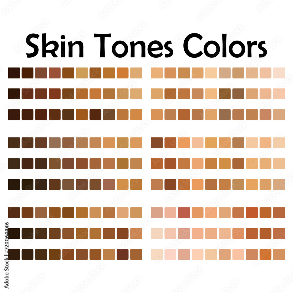 Collection Color palette, Skin tones. Flat vector illustration. skin ...
