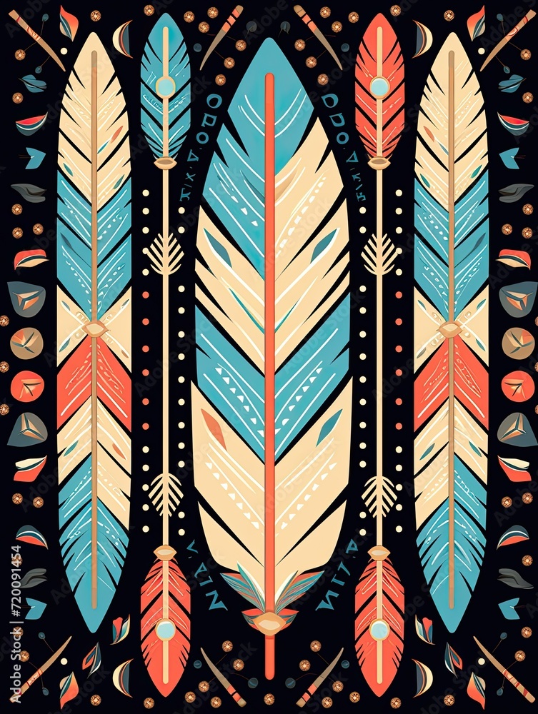 Boho Feather and Arrow Patterns Island Artwork: Tribal Island Designs ...