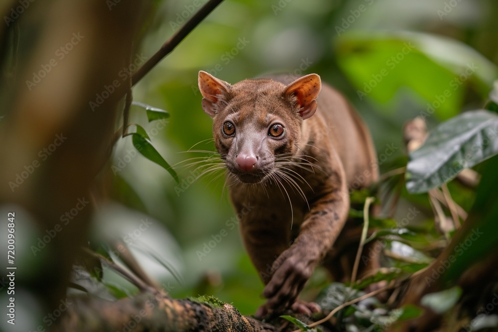 Foto de Sleek and elusive Fossa prowling through the Madagascar jungle ...