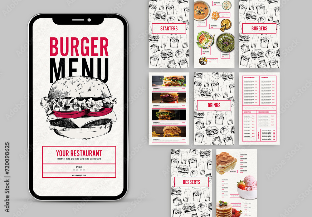 Burger Menu Digital Version Stock Template | Adobe Stock