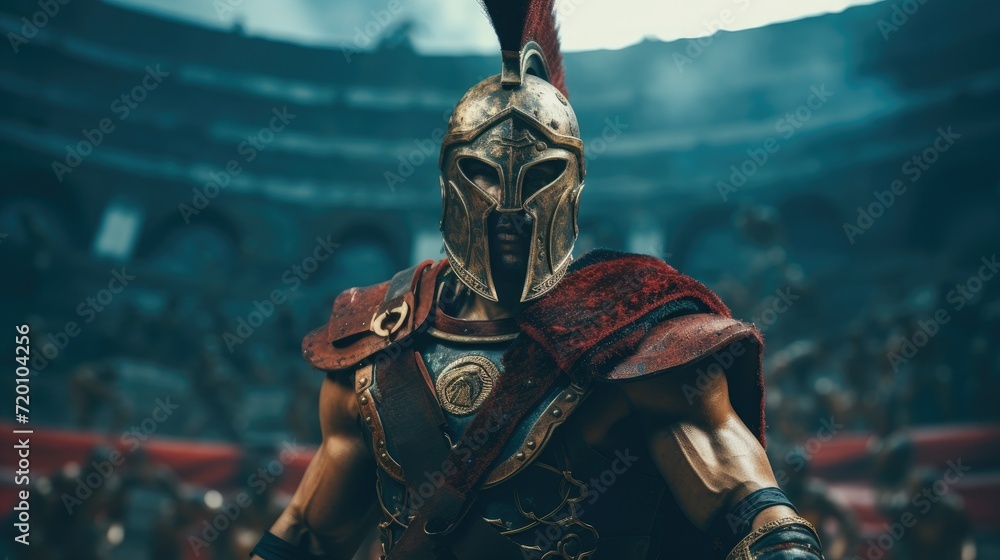 Portrait of gladiator warrior in the arena, ready to fight Stock Photo ...