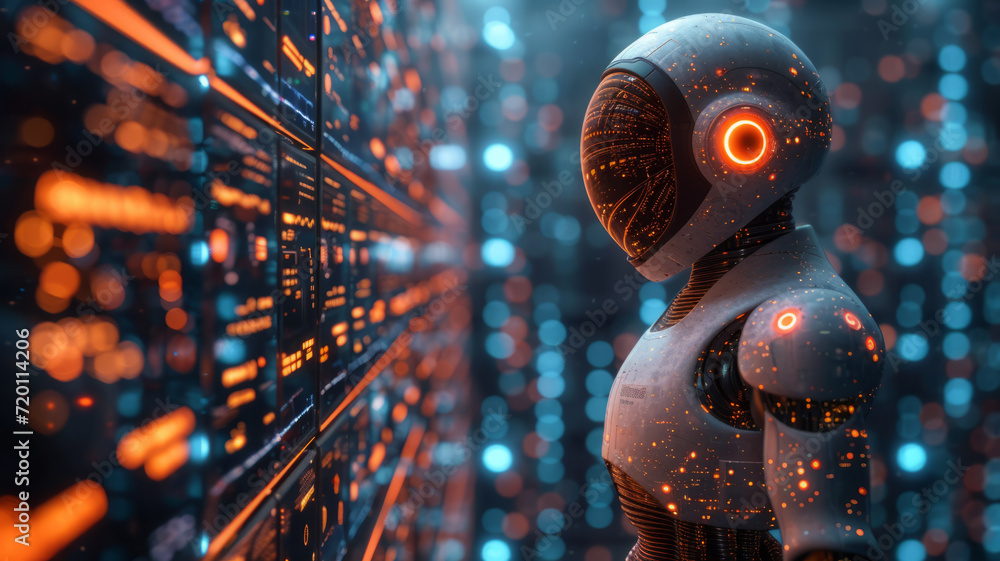 animated chatbot surrounded by floating communication platforms with a ...