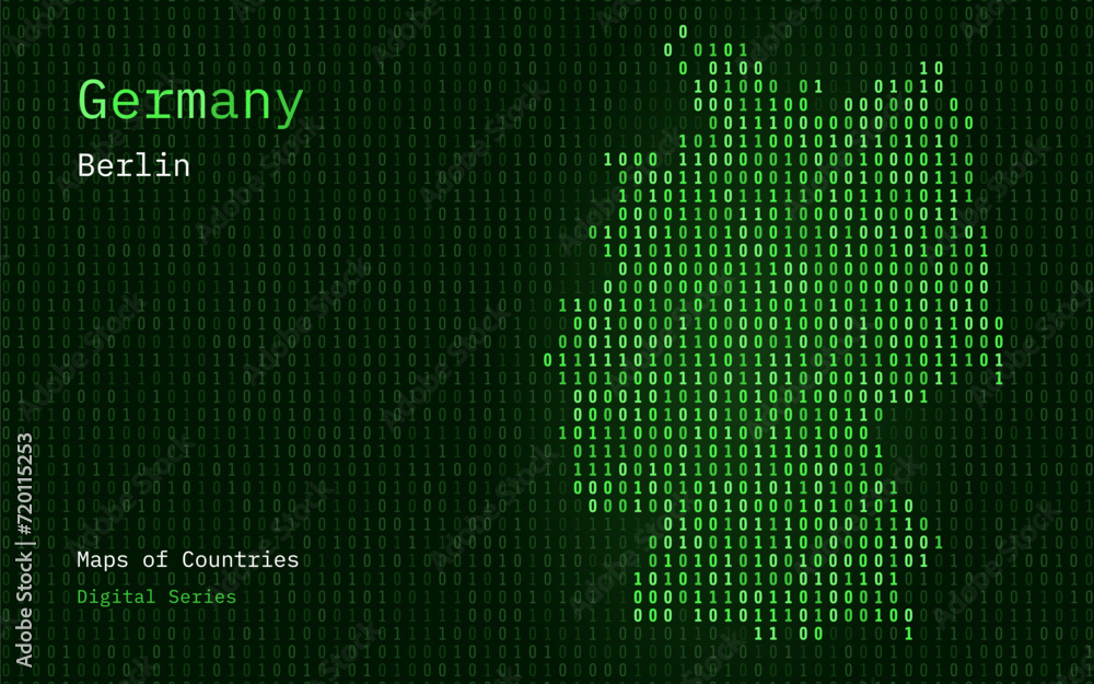Germany Map Shown in Binary Code Pattern. TSMC. Blue Matrix numbers ...