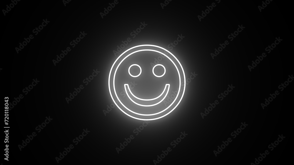 Glowing Smile face neon icon. smile emoticon. Neon smile emotion icon ...