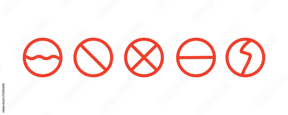 Prohibition vector symbols. The final set of characters. Danger icon ...