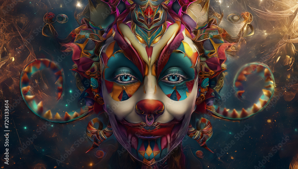 DMT jester Photorealistic portrait, cinematic, psychedelic human vision ...