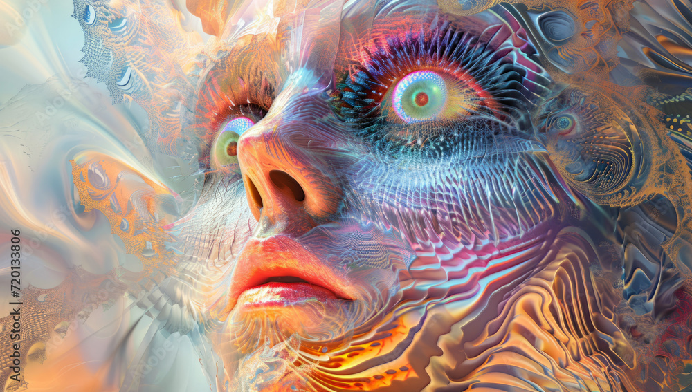 DMT or LSD psychedelic human vision of geometric creatures from other ...