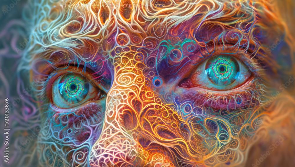 DMT or LSD psychedelic human vision of geometric creatures from other ...