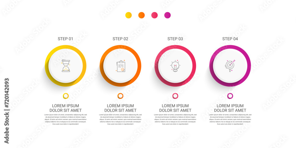 Modern vector infographics with four circles. Business template with 4 ...