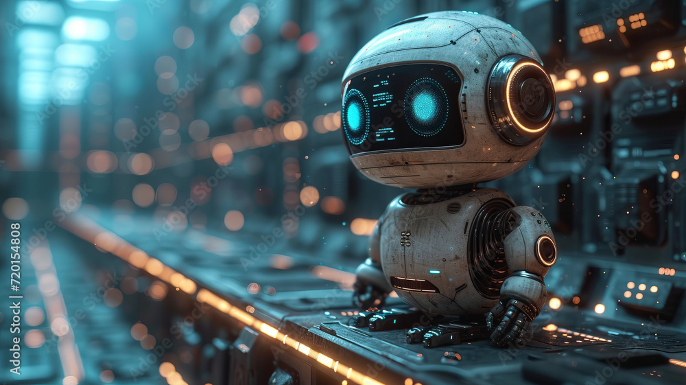 animated chatbot surrounded by floating communication platforms with a ...