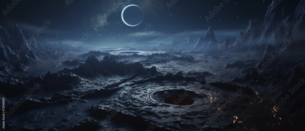 Explore the Moon's surface relief, craters, and dark expanse in this ...