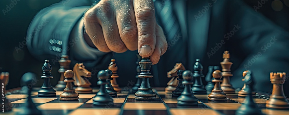Strategic gameplay on chessboard decision and intelligence. Businessman ...