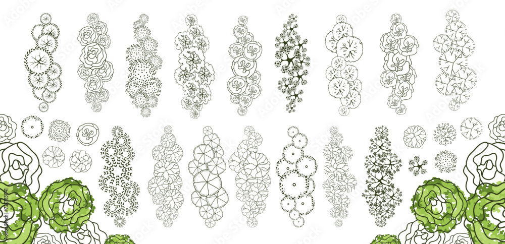 Tree for architectural floor plans. Entourage design. Various trees ...