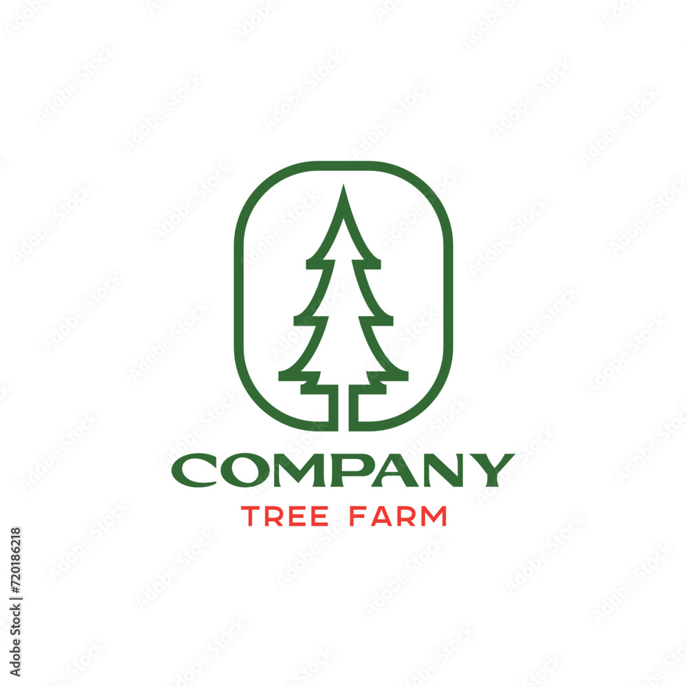 Pinus pinea pine tree farm with outline Simple iconic Art style Logo ...