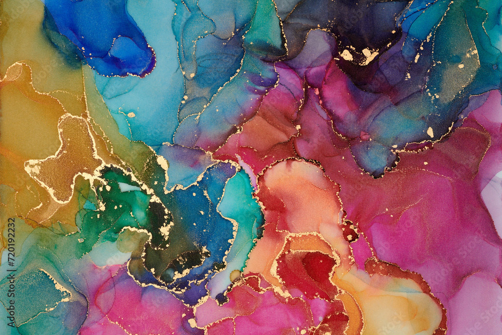 Photo & Art Print Currents of translucent hues, snaking metallic swirls ...