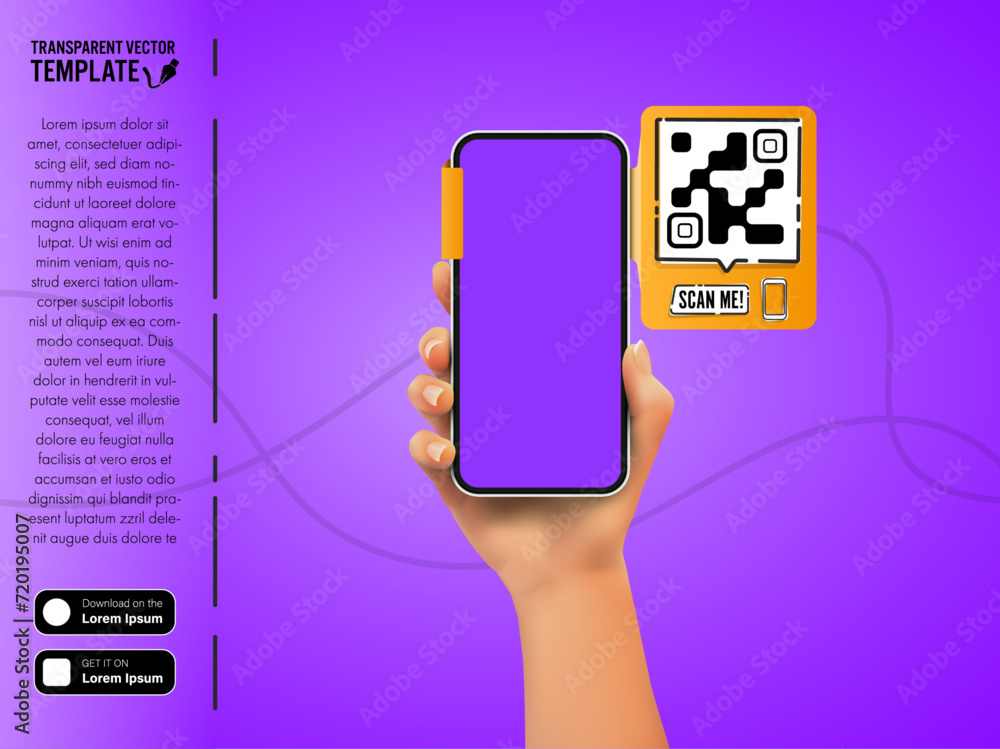 Realistic woman's hand holding a smartphone with a ribbon featuring a ...